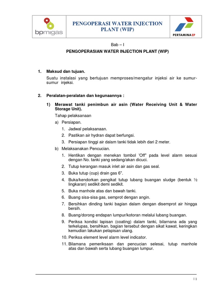 Pengoperasian Water Injection Plant | PDF | Griya & Taman | Sains ...