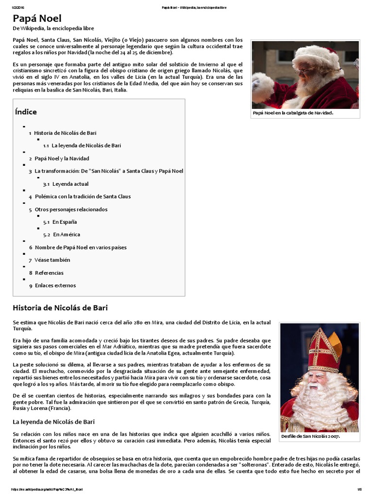 Papá Noel - Wikipedia, La Enciclopedia Libre | PDF | Papá Noel ...