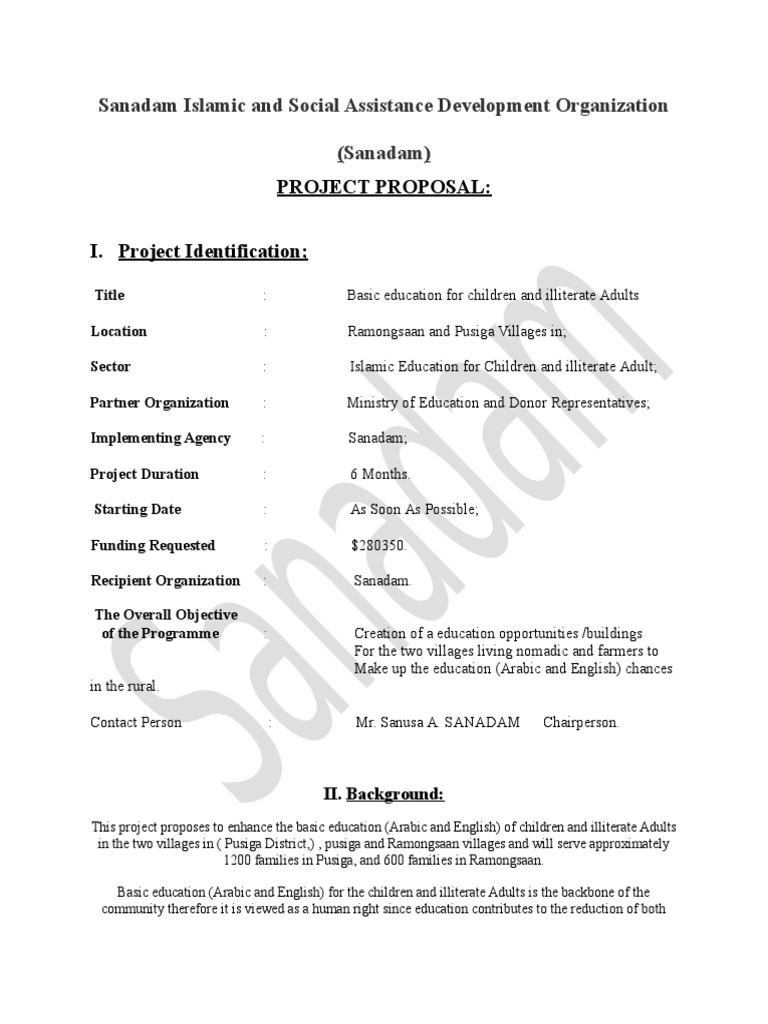 School Project Proposal for Pusiga Villages | PDF | Literacy | Community