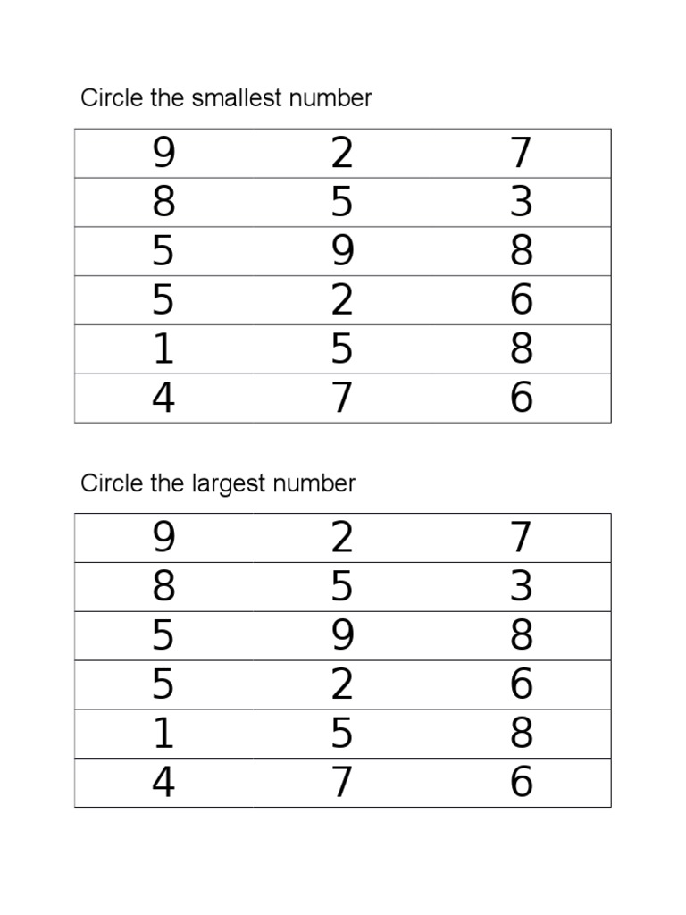 Circle The Smallest Number | PDF