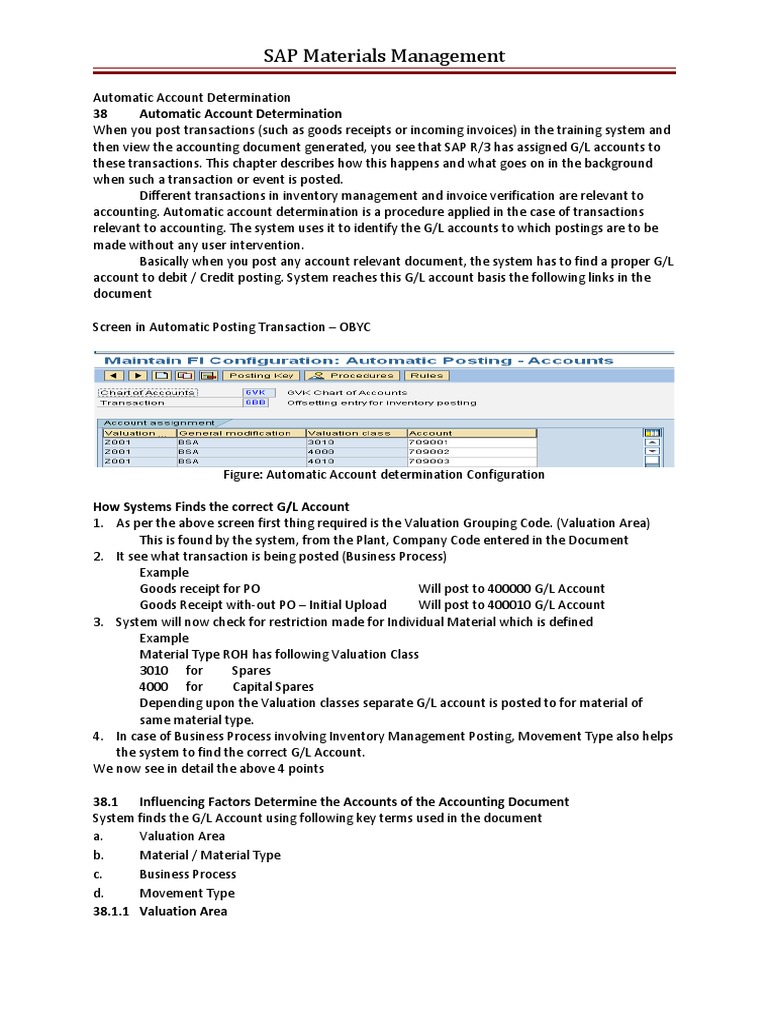 SAP MM Automatic Account Determination | PDF | Financial Transaction ...