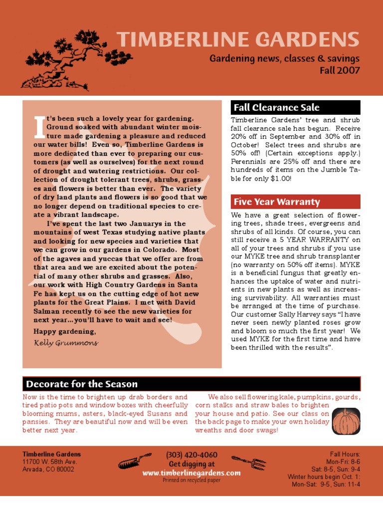Fall Gardening Tips and Sales at Timberline | PDF | Sod | Seed
