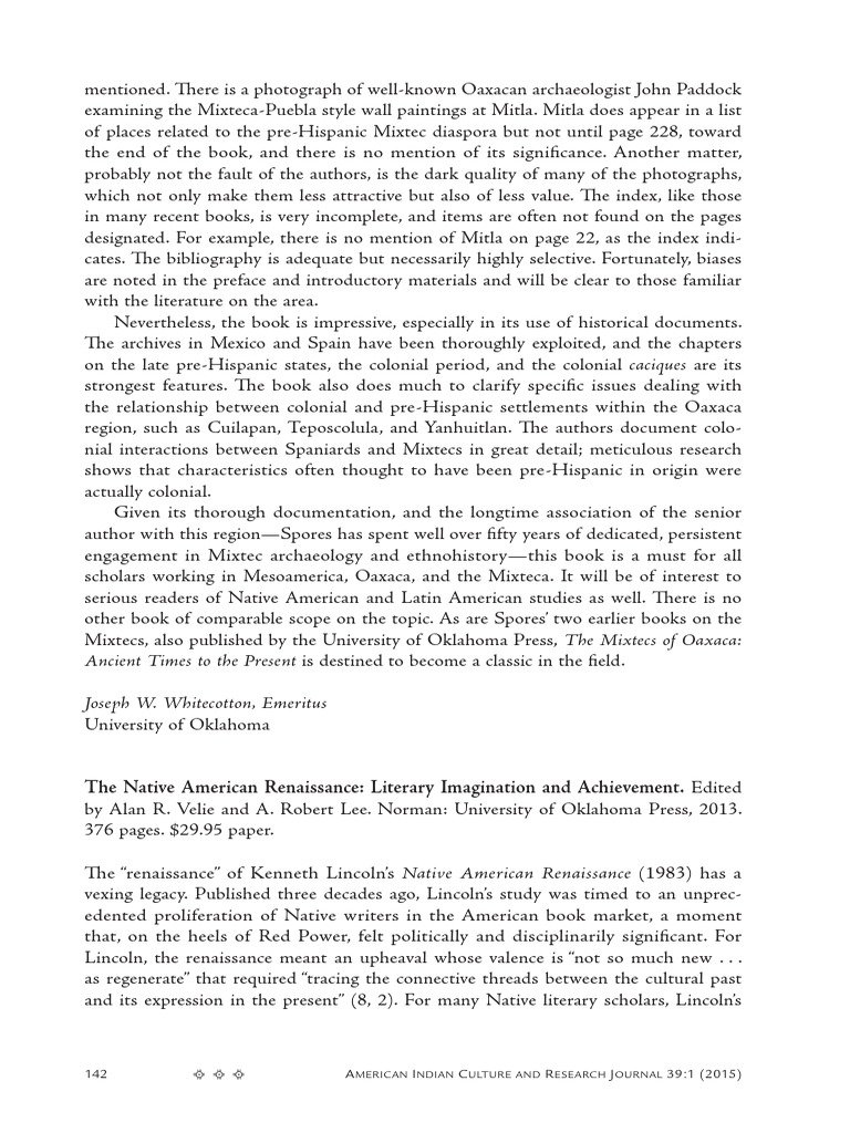 Review of Native American Renaissance: Literary Imagination and ...