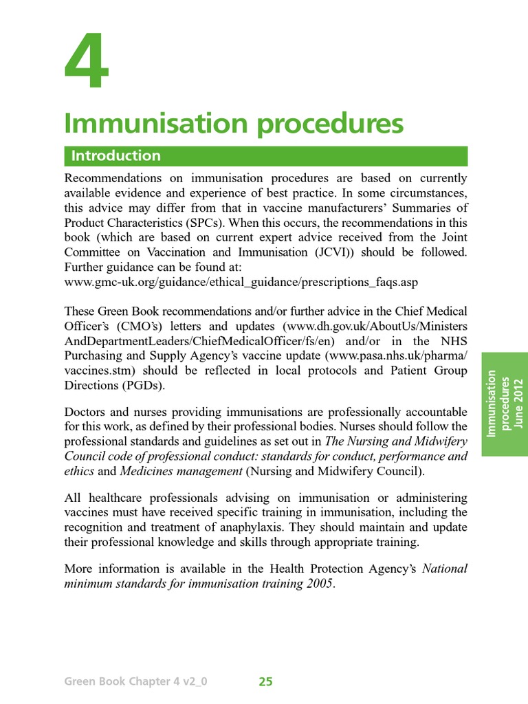 Green Book Chapter 4 | PDF | Injection (Medicine) | Vaccines