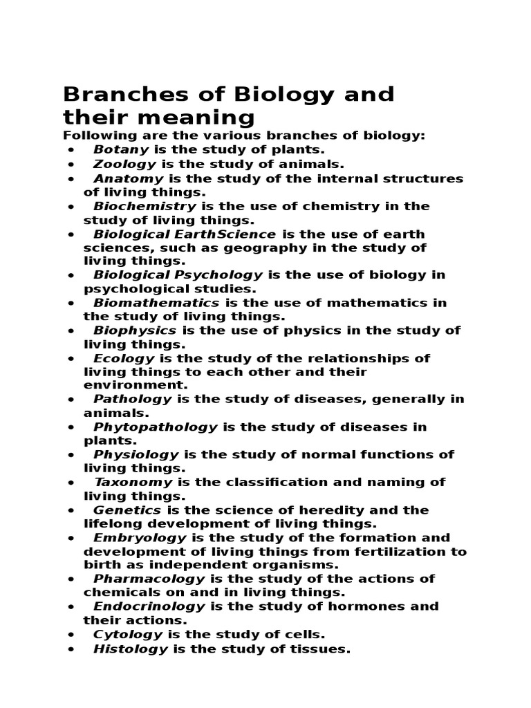 Overview of Biology's Branches | PDF | Biology | Evolution