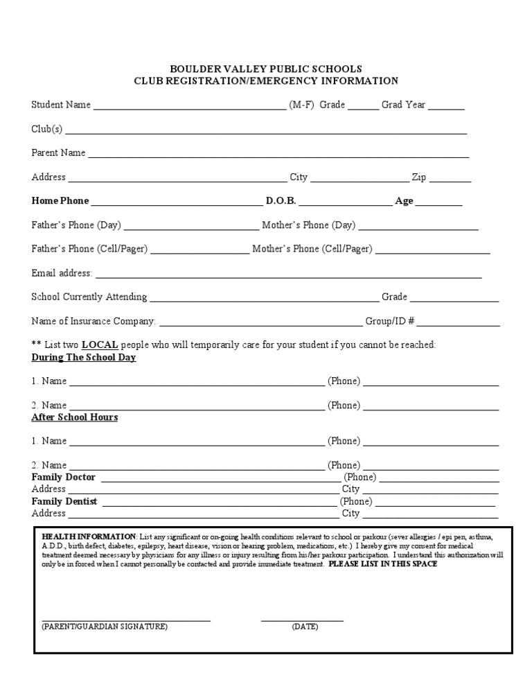 Club Registration - Emergency Info | PDF | Health Economics | Clinical ...