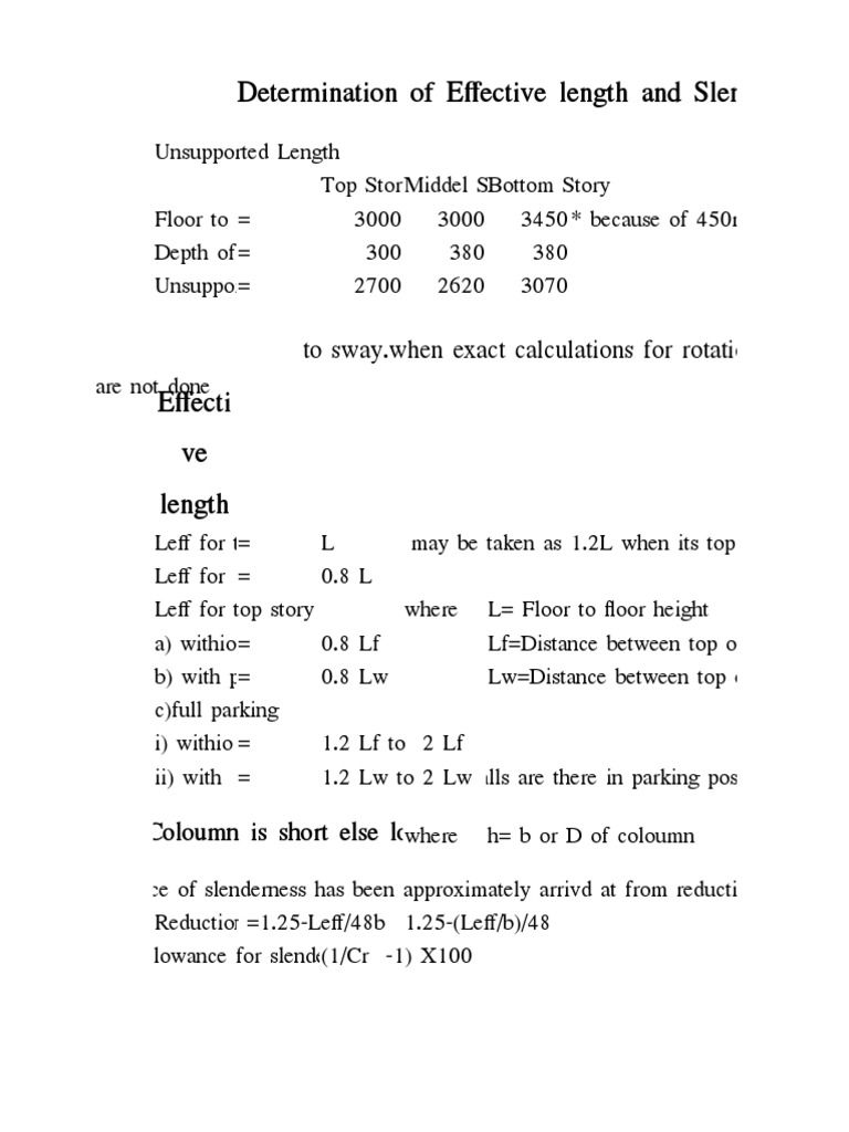 Effective Length and Slenderness Analysis | PDF | Applied And ...