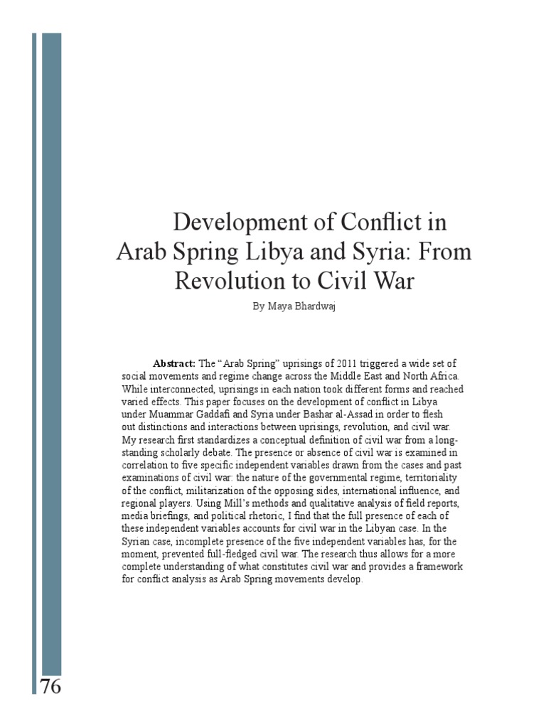 Arab Spring: Libya vs. Syria Conflicts | PDF | Arab Spring | Muammar ...