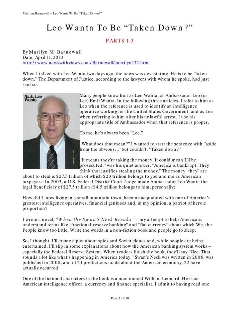 Marilyn Barnewall - Leo Wanta To Be Taken Down | PDF | Community ...