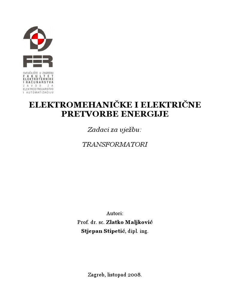 Zadaci Za Vjezbu Transformatori | PDF