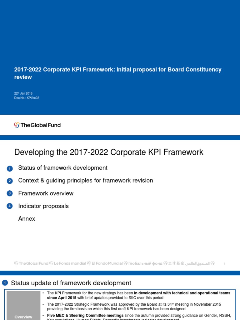 2017-2022 Corporate KPI Framework: Initial Proposal For Board ...