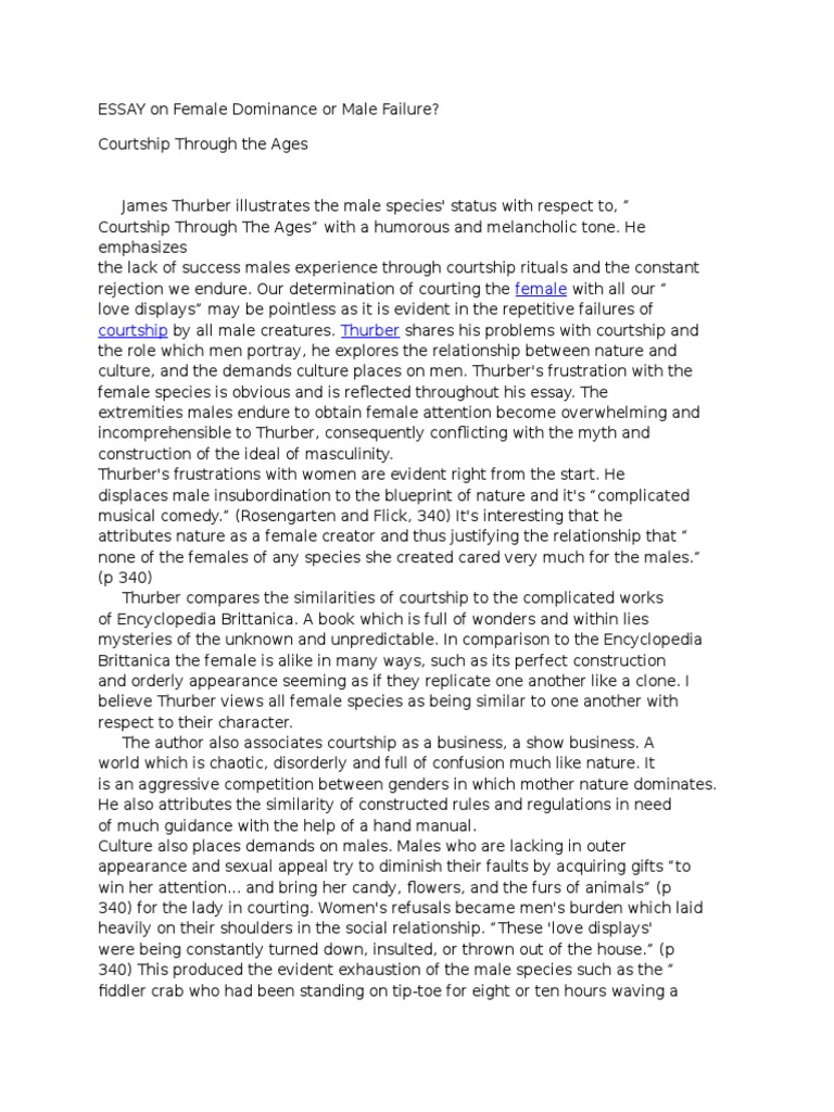 ESSAY On Female Dominance or Male Failure | PDF | Courtship