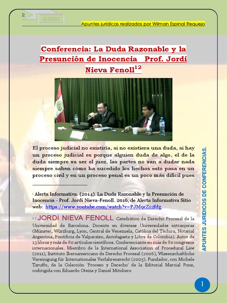 La Duda Razonable y La Presuncion de Inocencia | Evidencia (ley) | Delito