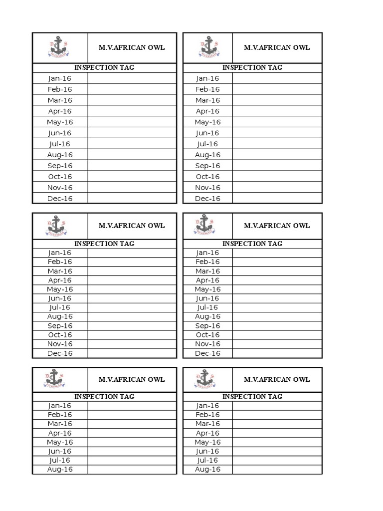LSA-FFA Inspection Tag | PDF