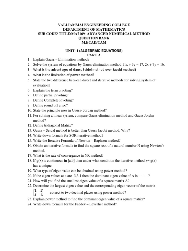 Advanced Numerical Methods | PDF | Finite Element Method | Eigenvalues And Eigenvectors