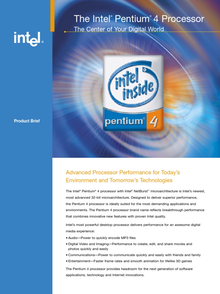Intel Pentium 4 Processor | PDF | Central Processing Unit | Intel