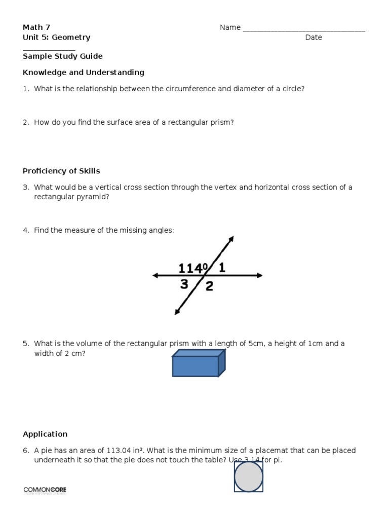 Geometry Study Guide ParaPro Math Study Guide: Geometry ParaPro