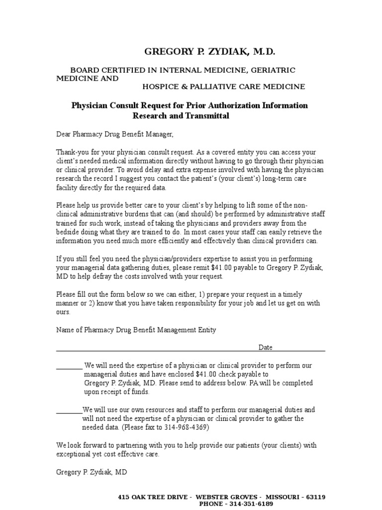 Physician Consult for Prior Authorization | PDF