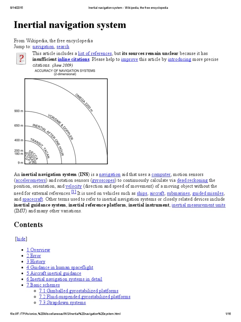 Inertial Navigation System | Inertial Navigation System | Guidance System