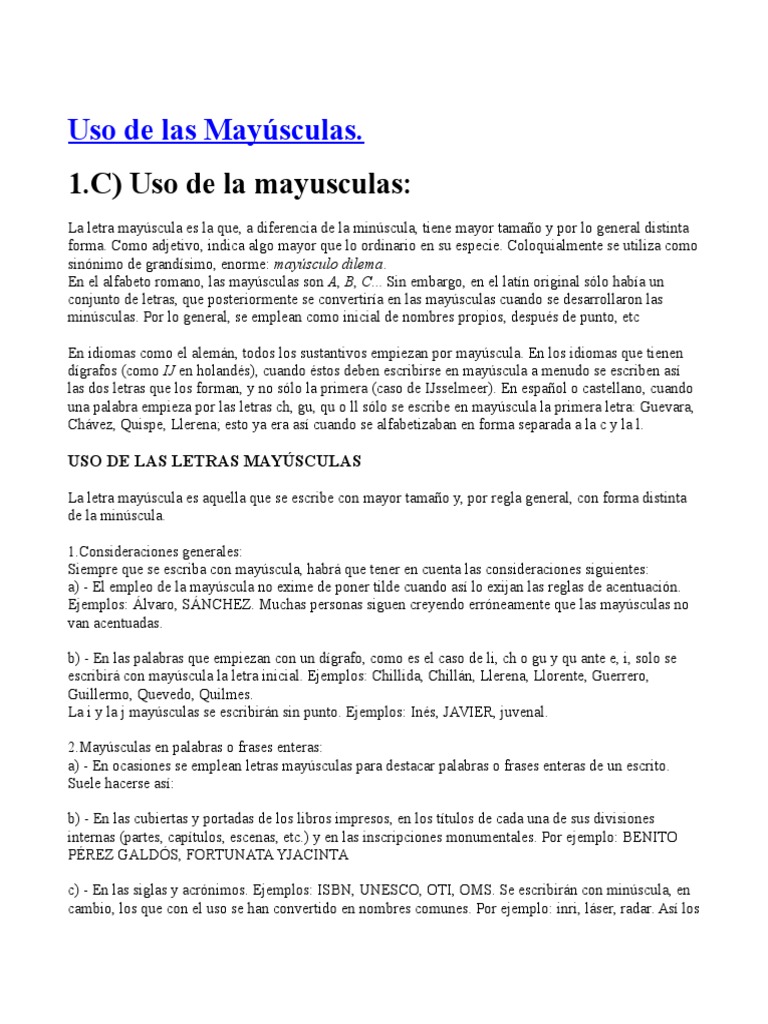 Uso de Las Mayúsculas | Texto | Lingüística | Prueba gratuita de 30 ...