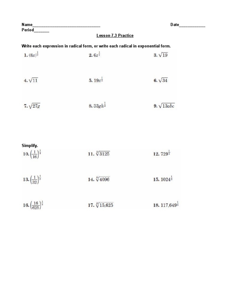 Lesson 7 3 Practice | PDF