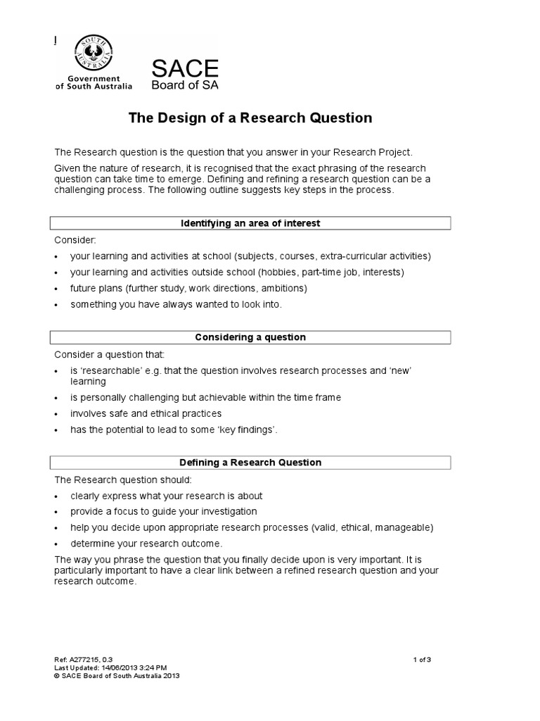Design and Wording of A Research Question | PDF | Theory | Educational ...