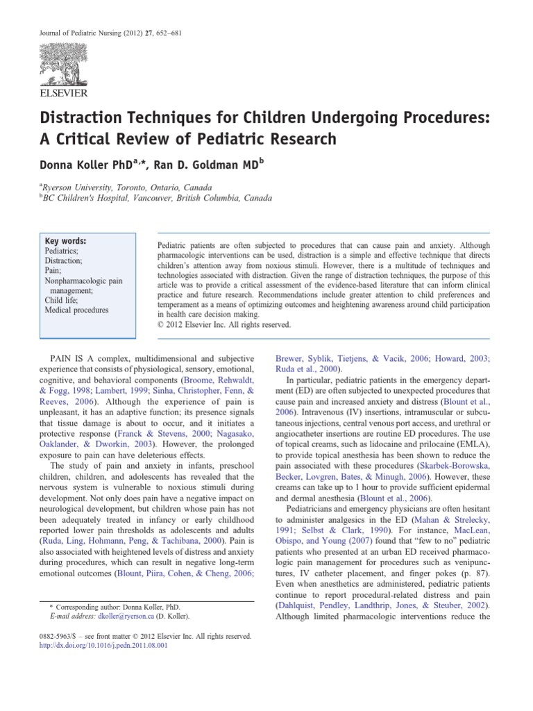 Distraction Techniques for Children Undergoing Procedurs | Scientific ...