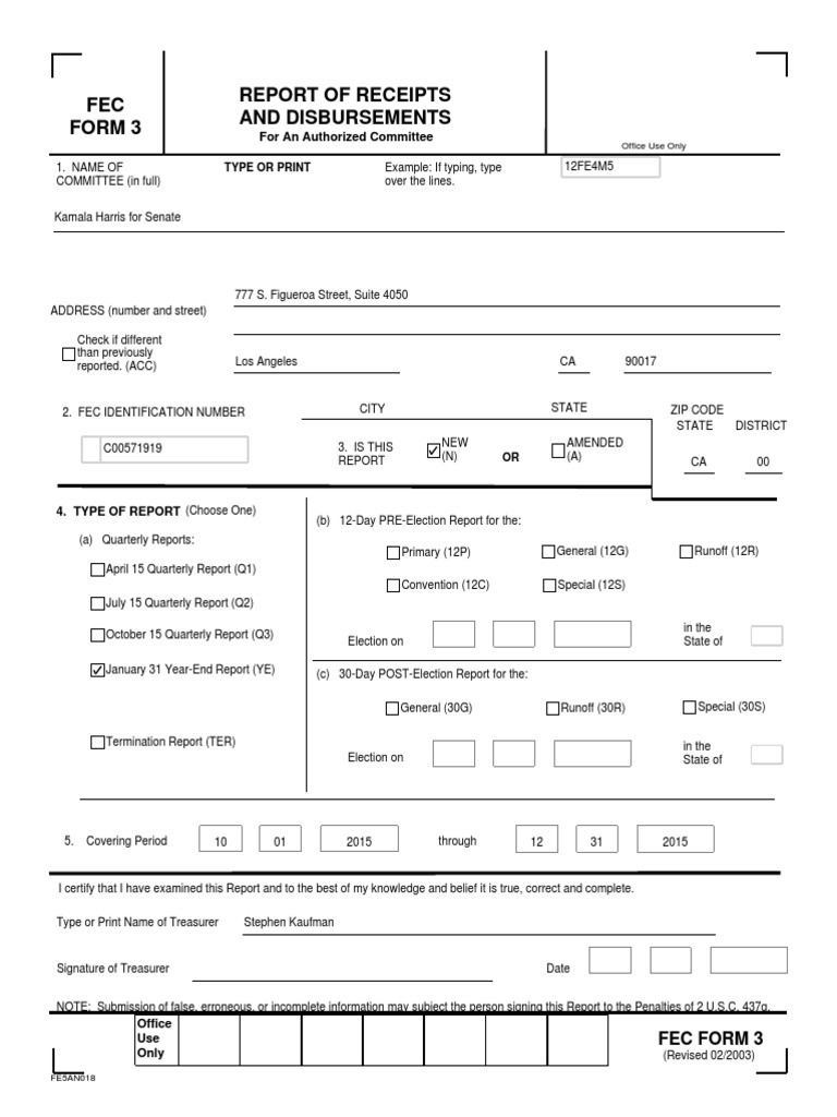 Harris FEC Final PDF | PDF | Political Action Committee | Receipt