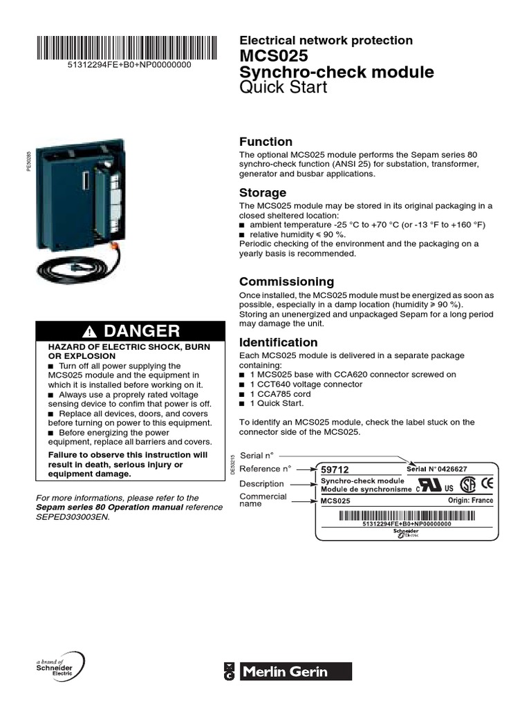51312294fe-MCS025 Synchro-Check Module Quick Start | PDF | Safety ...