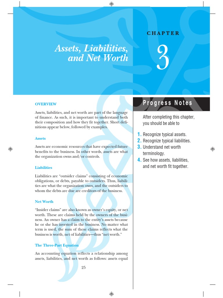 Assets Liabilities and Net-Worth | PDF | Balance Sheet | Equity (Finance)