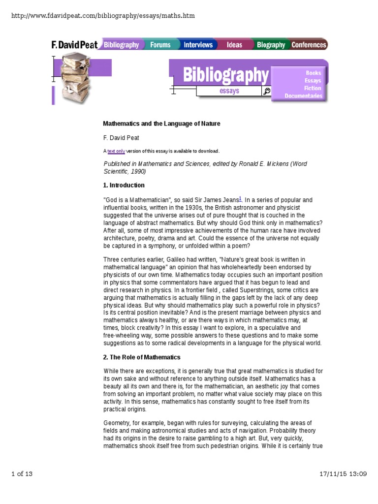 Math and The Language of Nature | PDF | Teaching Mathematics | Physics
