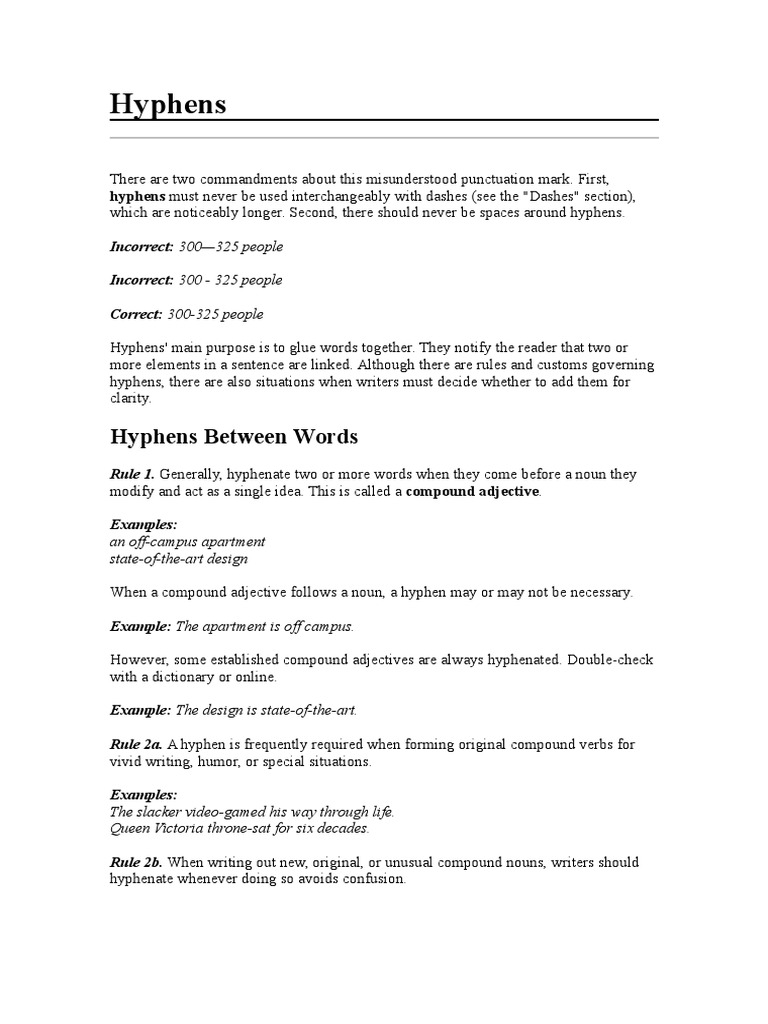 Hyphens | PDF | Adverb | Adjective