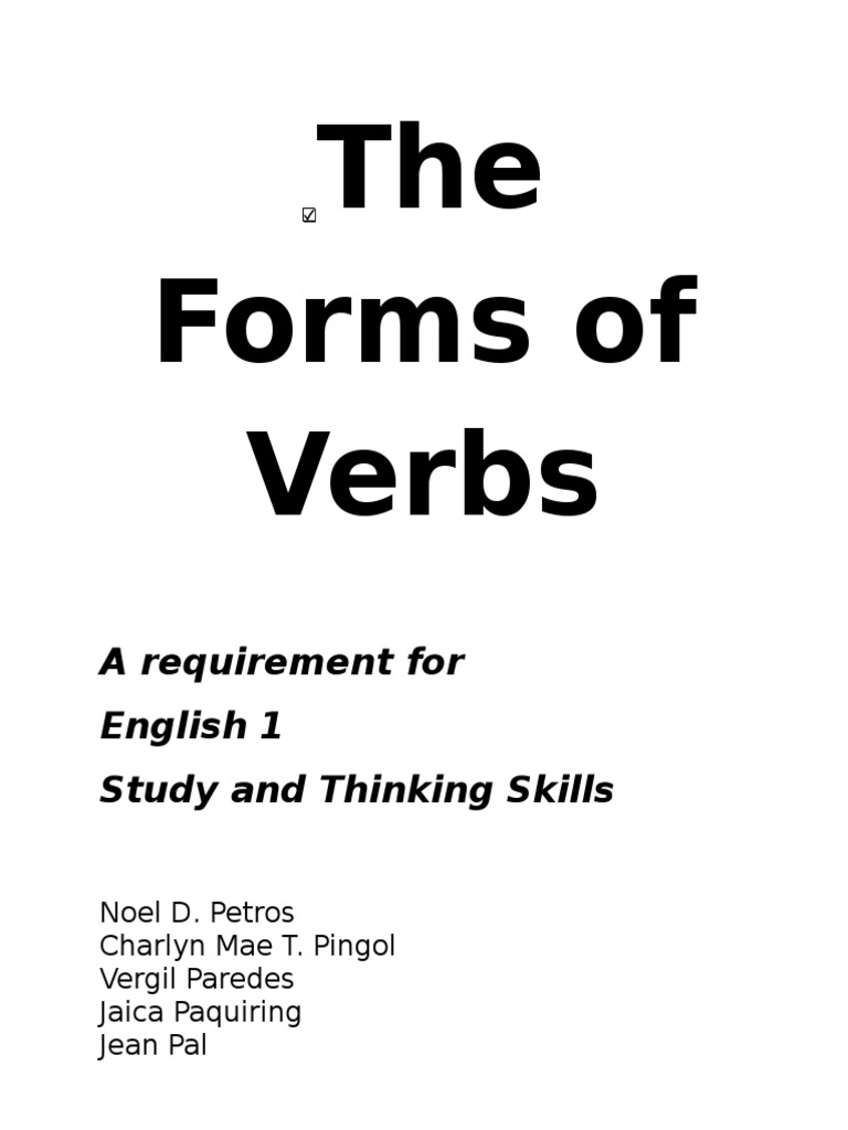 The Forms of Verbs | PDF | Perfect (Grammar) | Grammatical Tense