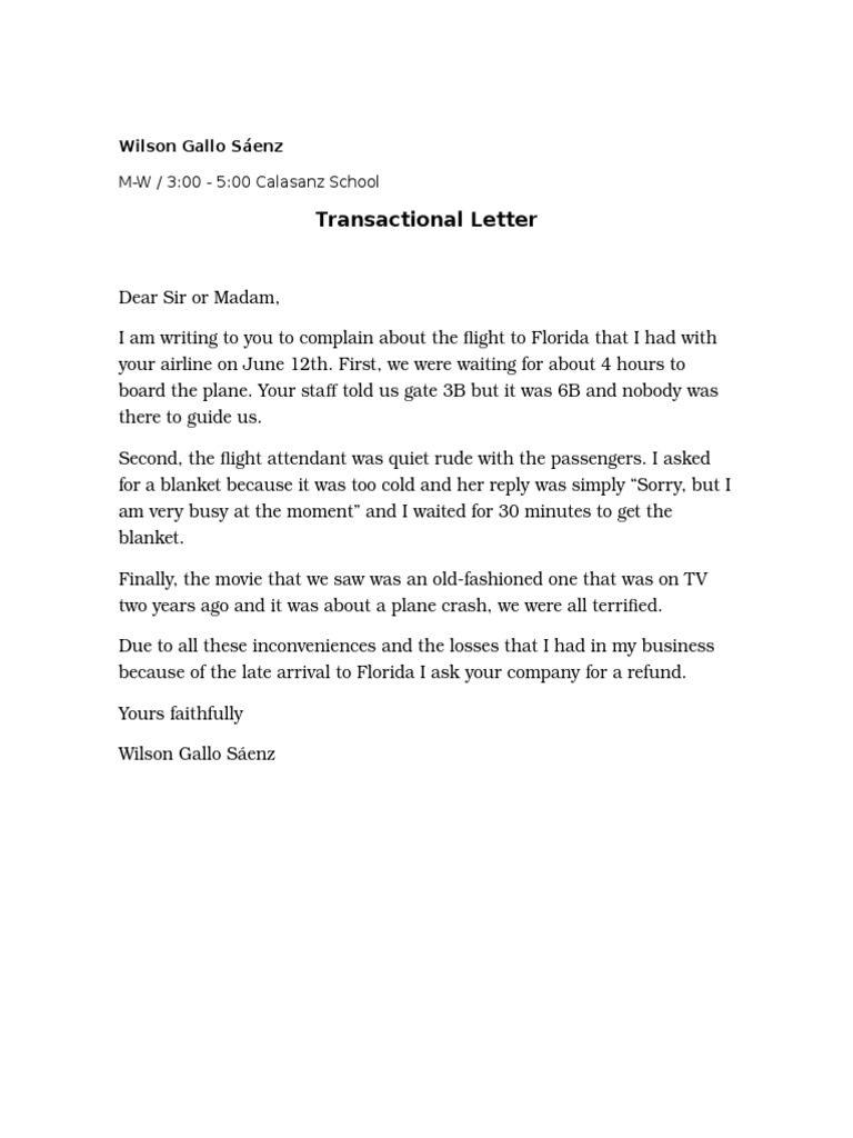 Transactional Letter | PDF