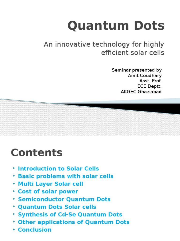 Quantum Dots for Efficient Solar Cells | PDF