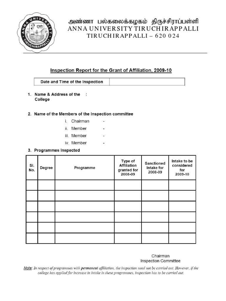 Inspection Format 1 | PDF