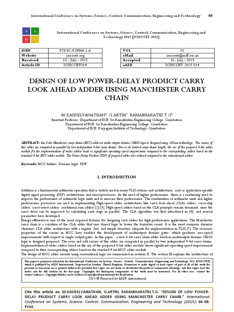 Design of Low Power-Delay Product Carry Look Ahead Adder Using ...