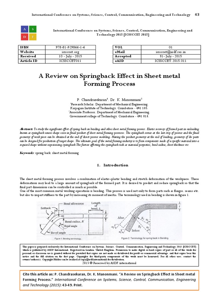 A Review On Springback Effect in Sheet Metal Forming Process | PDF ...