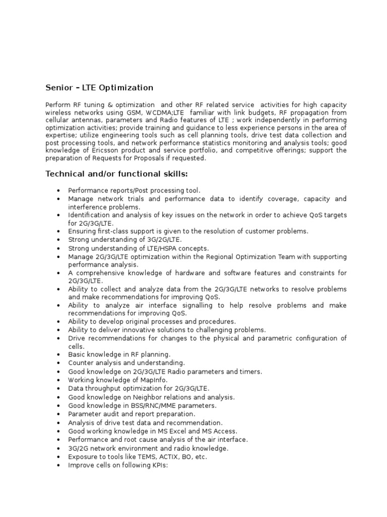 LTE Optimization | PDF | Lte (Telecommunication) | 3 G