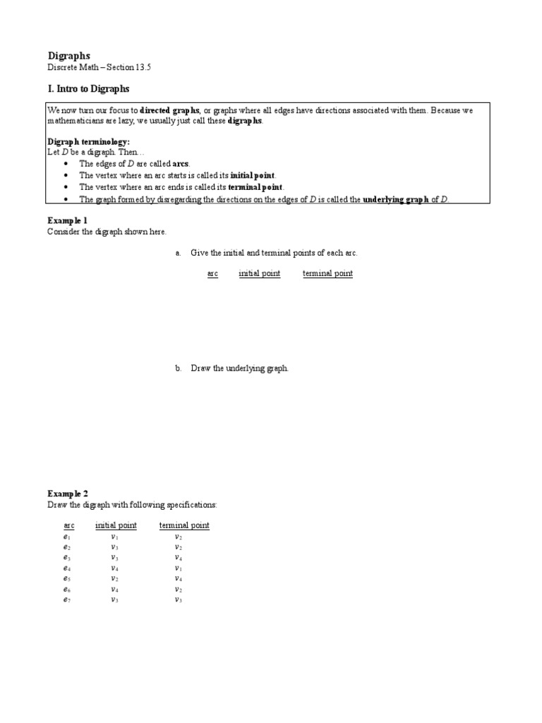 13 05 Digraphs | PDF | Vertex (Graph Theory) | Graph Theory