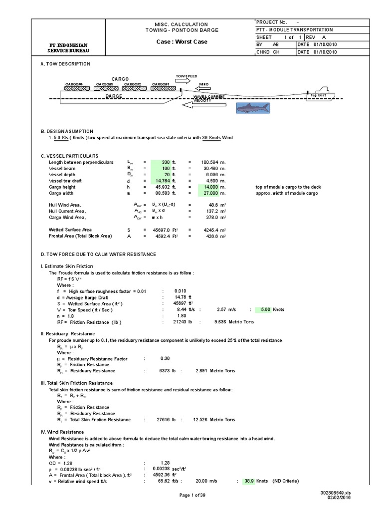 Bollard Pull Analysis - 21!10!15 | PDF | Tugboat | Drag (Physics)