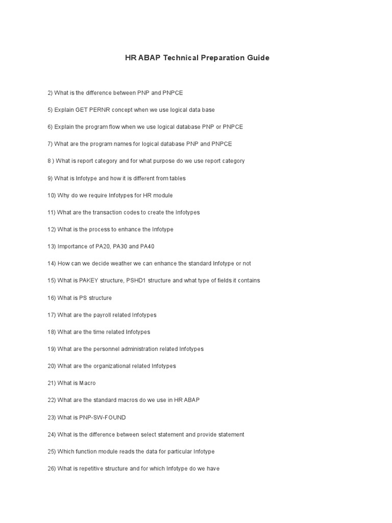HR ABAP Technical Guide Overview | PDF | Computers