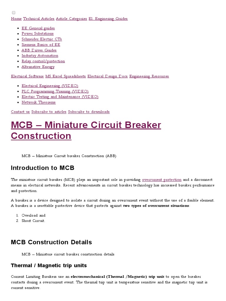 MCB Construction and Working Principles | PDF | Electrical Engineering ...