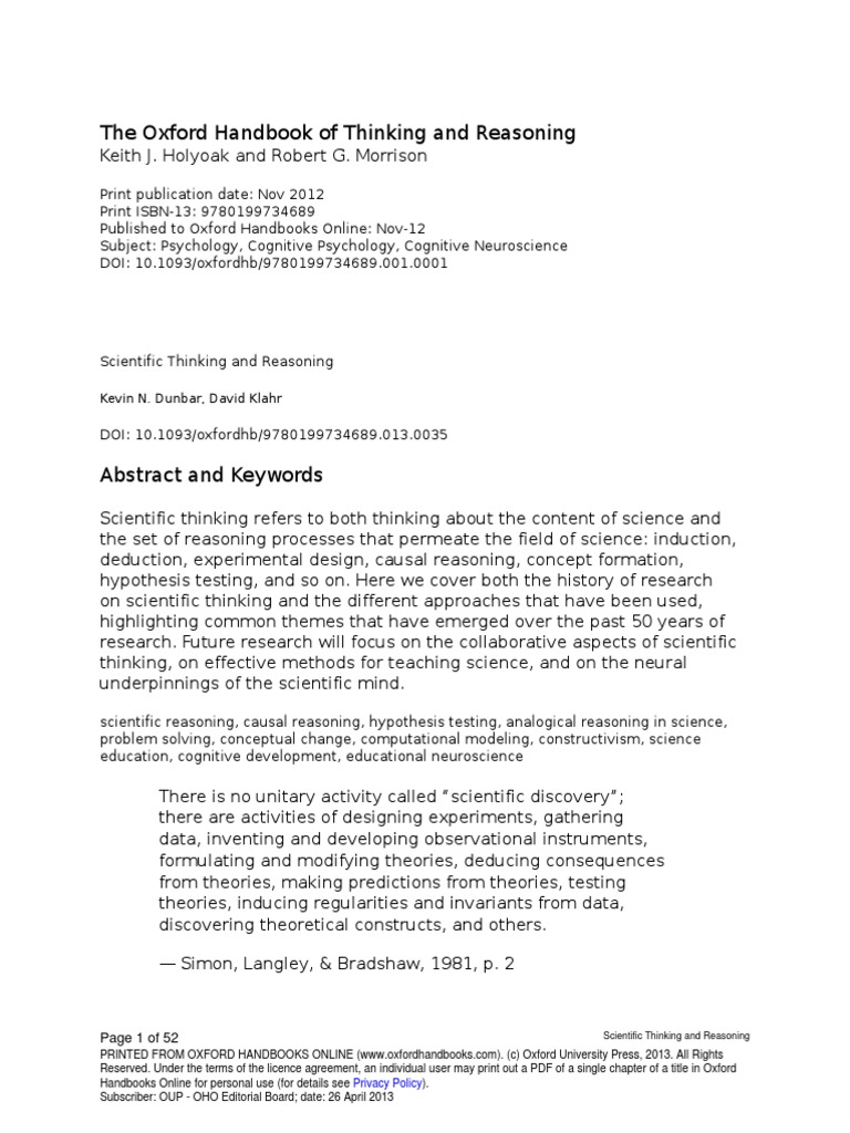 Scientific Thinking and Reasoning | PDF | Hypothesis | Scientific Method