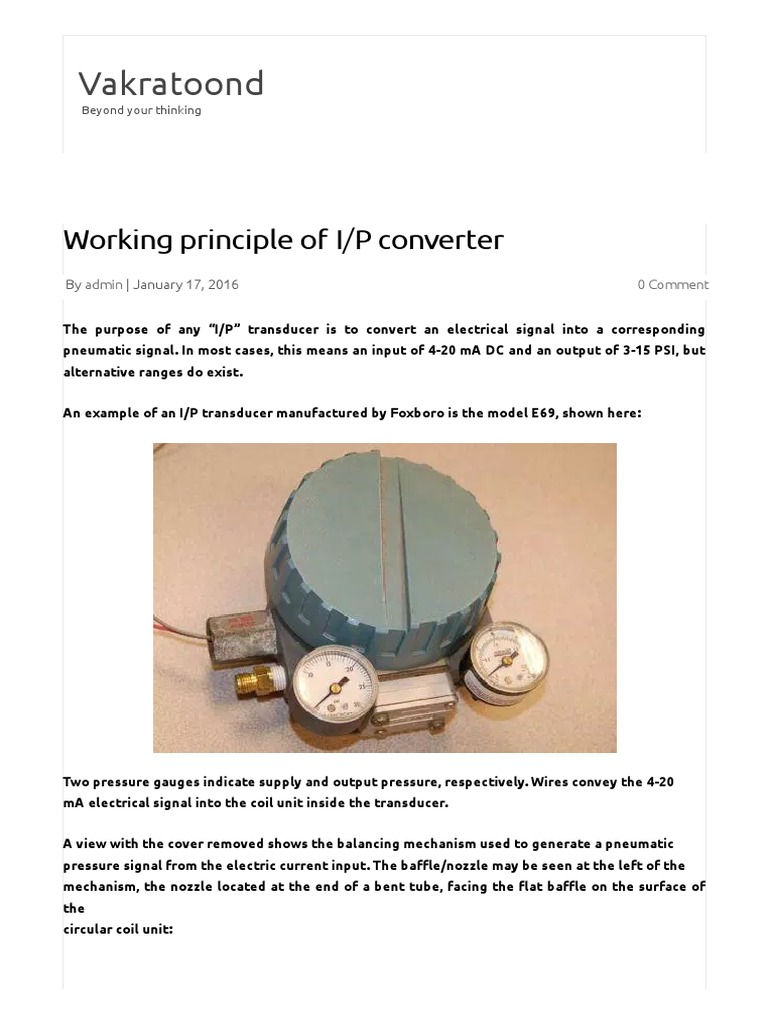 I/P Converter Working Principle Explained | PDF | Instrumentation ...