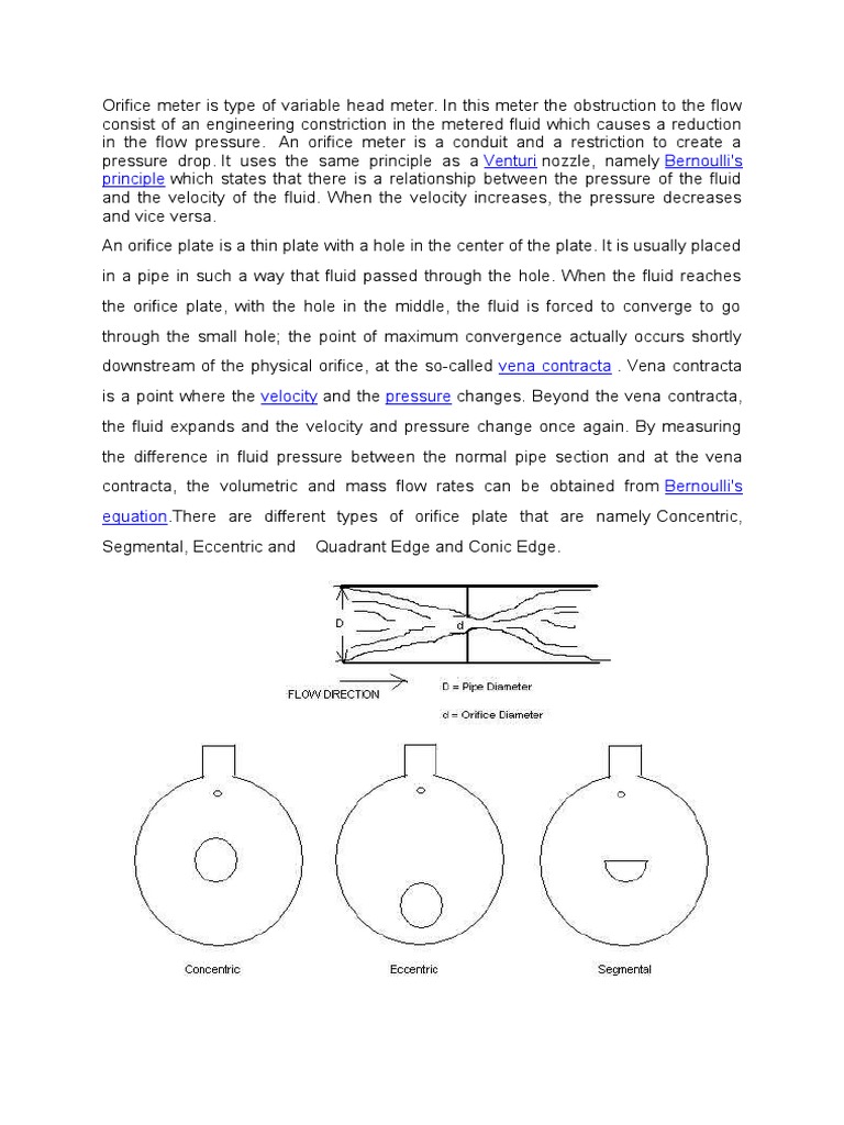 Orifice Meter Is Type of Variable Head Meter | PDF | Dynamics ...