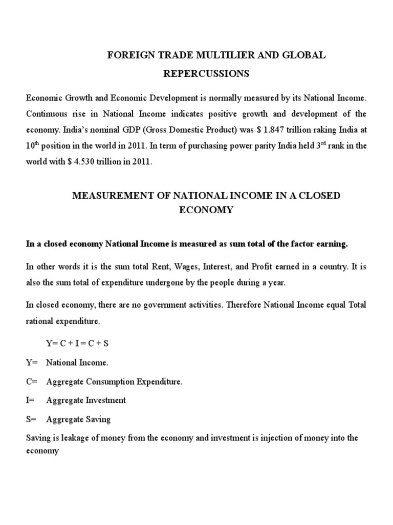 Foreign Trade Multilier and Global Repercussions | PDF | Fiscal ...