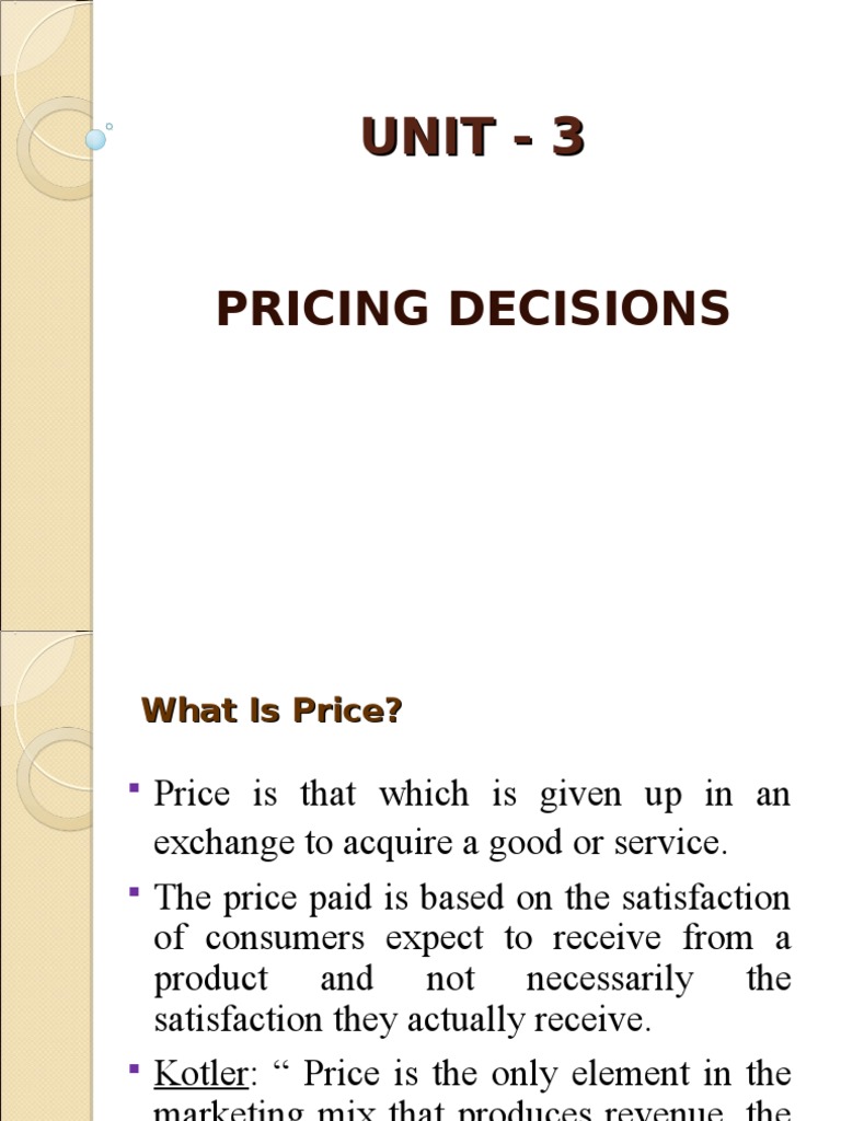 Pricing Decisions | PDF | Prices | Demand