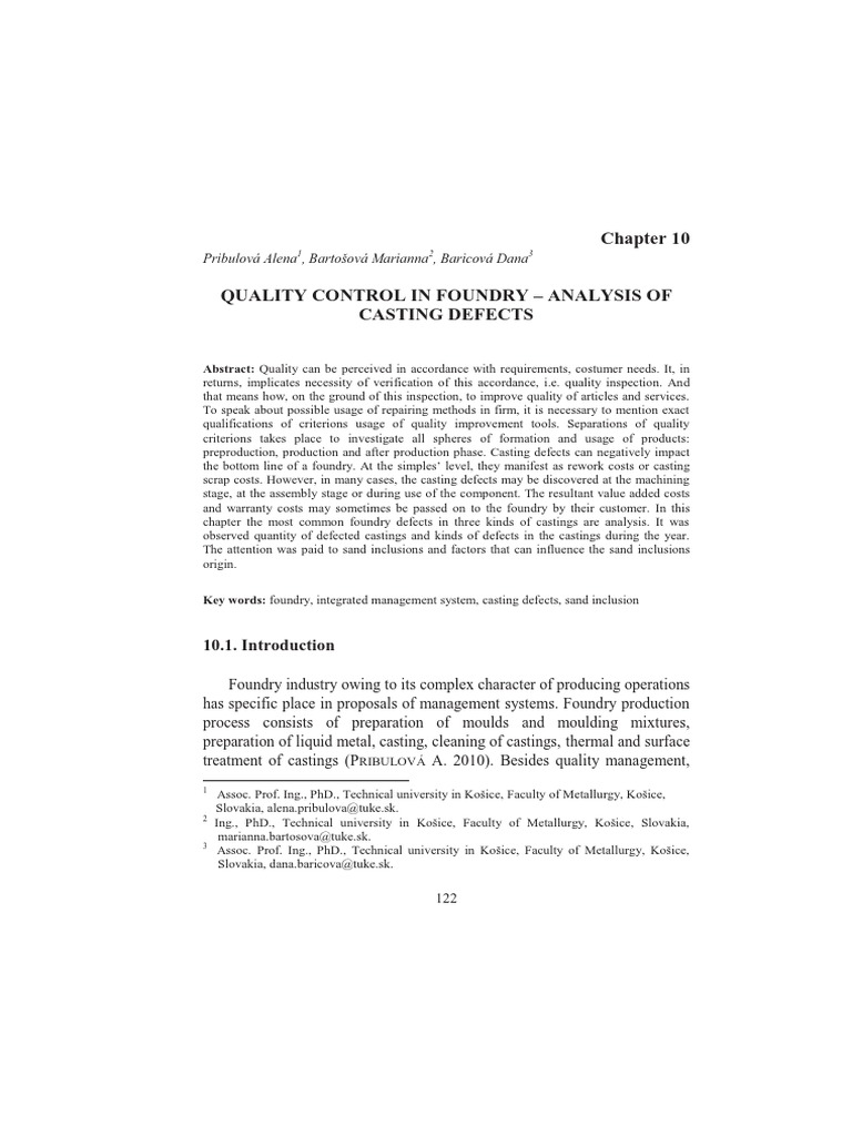 Quality Control of Sand Inclusion Defects | PDF
