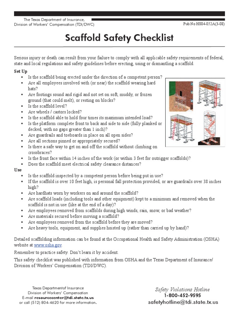 Scaffold Safety Checklist | PDF